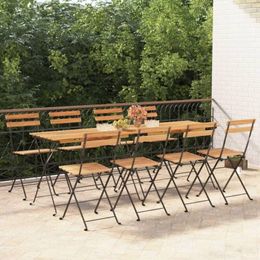 MAISONCHIC 8er Set Bistrostühle Gartenstühle Stühle für Garten Terrasse Balkon Klappbar Massivholz Teak und Stahl DE90762