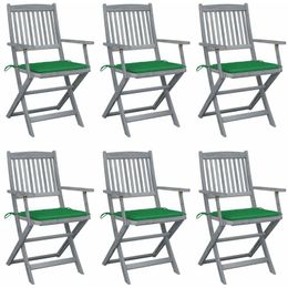MAISONCHIC 6er Set Gartenstühle Gartensessel Klappbare Stühle für Garten Terrasse Balkon mit Sitzkissen Massivholz Akazie DE92873