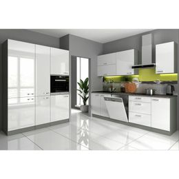Küchen Preisbombe - Küche bianca i 240 + 160 cm Küchenzeile Hochglanz weiß Küchenblock Einbauküche
