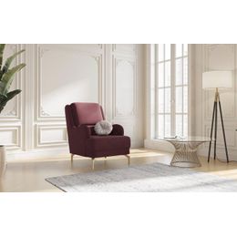 Sit & More sit&more Sessel Orient 4 V, inkl. 1 Zierkissen mit Strass-Stein, goldfabene Metallfüße, rot