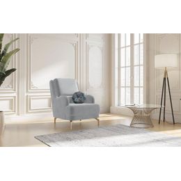 Sit & More sit&more Sessel Orient 4 V, inkl. 1 Zierkissen mit Strass-Stein, goldfabene Metallfüße, grau