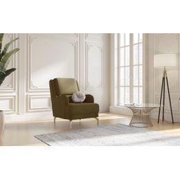Sit & More sit&more Sessel Orient 4 V, inkl. 1 Zierkissen mit Strass-Stein, goldfabene Metallfüße, grün