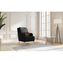 Sit & More sit&more Sessel Orient 4 V, inkl. 1 Zierkissen mit Strass-Stein, goldfabene Metallfüße, schwarz