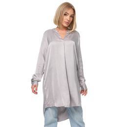 PM SELECTED Damen Elegante Satin Light Oversize Business Long Bluse in Einheitsgr&ouml;&szlig;e PM07