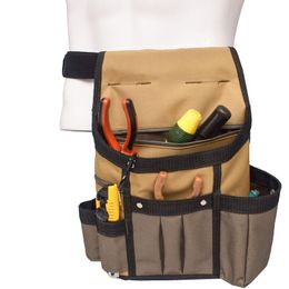 Qiedie - Verstellbare Gürteltasche mit mehreren Taschen, tragbar, zur Aufbewahrung von Elektriker-Wartungswerkzeugen – Braun