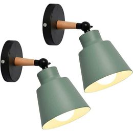Qiedie - 2 Packungen Vintage Industrial E27 Metall verstellbare Innenwandlampen (grün)