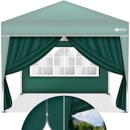 tillvex 2X Seitenwand grün für Pavillon 3x3m & 3x6m Faltpavillon Seitenteile wasserabweisend Seitenfenster & Reißverschluss Seitenwände für Gartenzelt