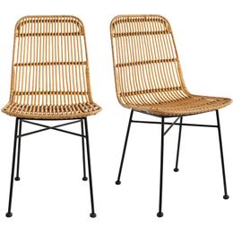 Miliboo - Stühle aus Rattan naturfarben 2-er Set malacca