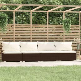 MAISONCHIC 4-Sitzer-Sofa Loungesofa Couch Modern mit Kissen Braun Poly Rattan DE55863