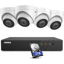 ANNKE 5MP 8CH PoE-Überwachungskamera-Set für den Außenbereich, Videoüberwachungsset mit 2 tb nvr und 4 x 5 mp PoE-IP-Kamera mit Audio, IP67 wasserdicht, 30