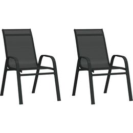 MAISONCHIC 2er Set Gartenstühle Gartensessel Klappbare Stühle für Garten Terrasse Balkon Schwarz Textilene DE41325 - Schwarz