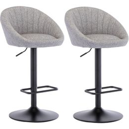 Wahson Office Chairs - 2er Set Barhocker Barstuhl aus Handtuchstoff Tresenhocker Höhenverstellbar für Kücheninsel, Grau
