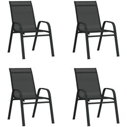 MAISONCHIC 4er Set Gartenstühle Gartensessel Klappbare Stühle für Garten Terrasse Balkon Schwarz Textilene DE51745 - Schwarz