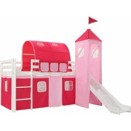 MAISONCHIC - Kinderhochbett-Rahmen mit Rutsche Doppelbett Bett für Schlafzimmer Leiter Kiefernholz 208x230cm DE52198