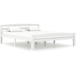 MAISONCHIC Massivholzbett Doppelbett Bett für Schlafzimmer Weiß Kiefer 160x200 cm DE16226