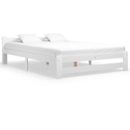 MAISONCHIC - Massivholzbett Doppelbett Bett für Schlafzimmer Weiß Kiefer 140x200 cm DE52636 - Weiß