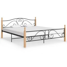 MAISONCHIC Bettgestell Doppelbett Bett für Schlafzimmer Schwarz Metall 200x200 cm DE95646