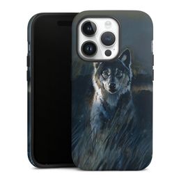 DeinDesign iPhone 14 Pro Handy Panzer Handyh&uuml;lle robuste Outdoor H&uuml;lle Schutzh&uuml;lle matt Wolf Painting Nature Tough Case
