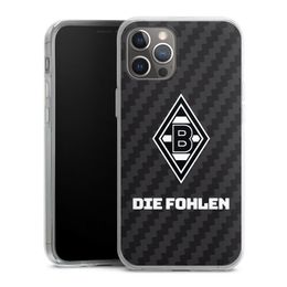 DeinDesign iPhone 12 Pro Max Handy Silikon H&uuml;lle Case transparent Handyh&uuml;lle Borussia M&ouml;nchengladbach Carbon Gladbach Silikon Case