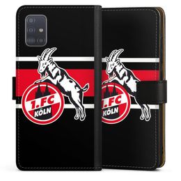 DeinDesign Galaxy A51 Handy Klapph&uuml;lle Handyh&uuml;lle aus Kunst Leder schwarz Flip Case Official Licensed Product 1. Fc K&ouml;ln Logo Sideflip mit Lasche