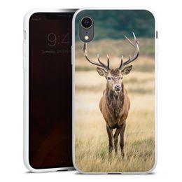 DeinDesign iPhone Xr Handy Silikon H&uuml;lle Case wei&szlig; Handyh&uuml;lle Forrest Deer Meadow Silikon Case