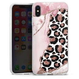 DeinDesign iPhone Xs Max Handy Silikon H&uuml;lle Case transparent Handyh&uuml;lle Leopard Glitzer Marble Silikon Case