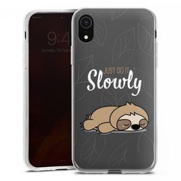 DeinDesign iPhone Xr Handy Silikon H&uuml;lle Case transparent Handyh&uuml;lle Sloth Lazy Sunday Sayings Silikon Case