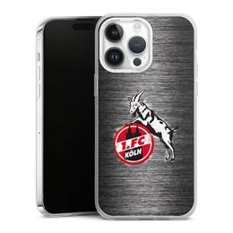 DeinDesign iPhone 14 Pro Max Handy Silikon H&uuml;lle Case transparent Handyh&uuml;lle Official Licensed Product Metallic Look 1. Fc K&ouml;ln Silikon Case