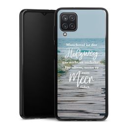DeinDesign Galaxy A12 Handy Silikon H&uuml;lle Case schwarz Handyh&uuml;lle Statement Beach Spruch