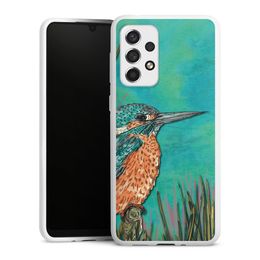 DeinDesign Galaxy A33 5G Handy Silikon H&uuml;lle Case wei&szlig; Handyh&uuml;lle Bird Painting Animals Silikon Case