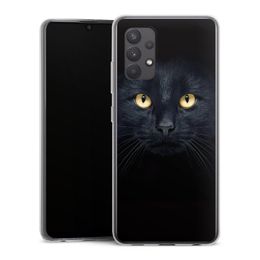 DeinDesign Galaxy A32 4G Handy Silikon H&uuml;lle Case transparent Handyh&uuml;lle Eye Cat Black Silikon Case
