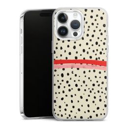 DeinDesign iPhone 14 Pro Max Handy Silikon H&uuml;lle Case transparent Handyh&uuml;lle Stripes Points Kunst Silikon Case
