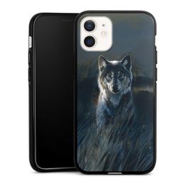 DeinDesign iPhone 12 mini Handy Silikon H&uuml;lle Case schwarz Handyh&uuml;lle Wolf Painting Nature