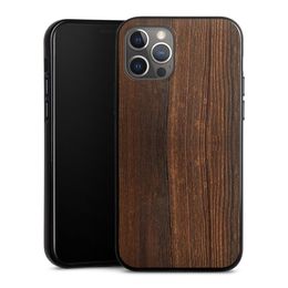 DeinDesign iPhone 12 Pro Handy Silikon H&uuml;lle Case schwarz Handyh&uuml;lle Wood Nut Tree Wooden Look