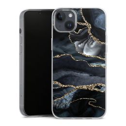 DeinDesign iPhone 14 Plus Handy Silikon H&uuml;lle Case transparent Handyh&uuml;lle Marble Trends Glitzer Silikon Case