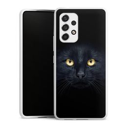 DeinDesign Galaxy A53 5G Handy Silikon H&uuml;lle Case wei&szlig; Handyh&uuml;lle Black Eye Cat Silikon Case