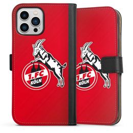 DeinDesign iPhone 13 Pro Max Handy Klapph&uuml;lle Handyh&uuml;lle aus Kunst Leder schwarz Flip Case 1. Fc K&ouml;ln Effzeh Official Licensed Product Sideflip mit langer Lasche