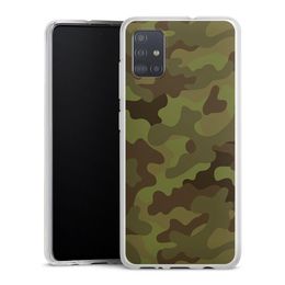 DeinDesign Galaxy A51 Handy Silikon H&uuml;lle Case transparent Handyh&uuml;lle Camouflage Tarnmuster Army Silikon Case