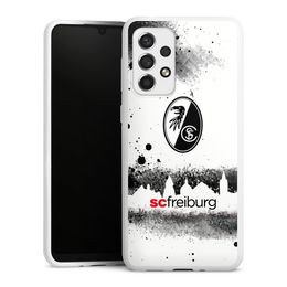DeinDesign Galaxy A33 5G Handy Silikon H&uuml;lle Case wei&szlig; Handyh&uuml;lle Logo Sc Freiburg Skyline Silikon Case