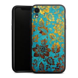 DeinDesign iPhone Xr Handy Premium Silikon H&uuml;lle Handyh&uuml;lle schwarz Case Flowers Vintage Ornament Silikon Premium Case