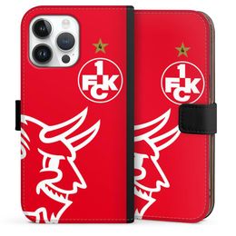 DeinDesign iPhone 14 Pro Max Handy Klapph&uuml;lle Handyh&uuml;lle aus Kunst Leder schwarz Flip Case Star Devil 1. Fc Kaiserslautern Sideflip mit Lasche