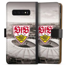 DeinDesign Galaxy S10 Plus Handy Klapph&uuml;lle Handyh&uuml;lle aus Kunst Leder schwarz Flip Case Official Licensed Product Vfb Stuttgart Stadium Sideflip mit Lasche