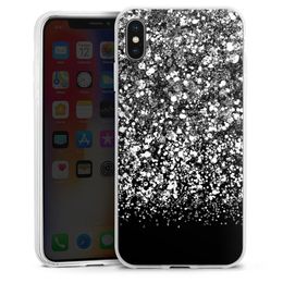 DeinDesign iPhone Xs Max Handy Silikon H&uuml;lle Case transparent Handyh&uuml;lle Muster Snowflake Glitzer Silikon Case