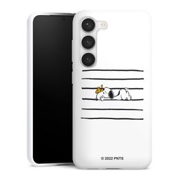 DeinDesign Galaxy S23 Handy Silikon H&uuml;lle Case wei&szlig; Handyh&uuml;lle Snoopy Dog Peanuts Silikon Case