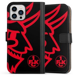 DeinDesign iPhone 13 Pro Max Handy Klapph&uuml;lle Handyh&uuml;lle aus Kunst Leder schwarz Flip Case 1. Fc Kaiserslautern Logo Official Licensed Product Sideflip mit 