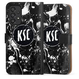 DeinDesign Galaxy A33 5G Handy Klapph&uuml;lle Handyh&uuml;lle aus Kunst Leder schwarz Flip Case Official Licensed Product Ksc Karlsruher Sc Sideflip mit langer Lasche