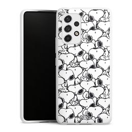 DeinDesign Galaxy A53 5G Handy Silikon H&uuml;lle Case wei&szlig; Handyh&uuml;lle Muster Snoopy Peanuts Silikon Case