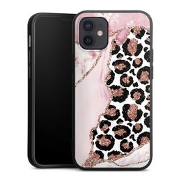 DeinDesign iPhone 12 mini Handy Premium Silikon H&uuml;lle Handyh&uuml;lle schwarz Case Leopard Glitzer Marble Silikon Premium Case