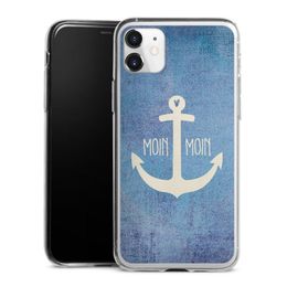 DeinDesign iPhone 11 Handy Slim Case Silikon Handyh&uuml;lle transparent H&uuml;lle extra d&uuml;nn Anchor Blue Maritim Silikon Slim Case