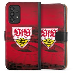 DeinDesign Galaxy A33 5G Handy Klapph&uuml;lle Handyh&uuml;lle aus Kunst Leder schwarz Flip Case Vfb Stuttgart Official Licensed Product Stadium Sideflip mit langer Lasche